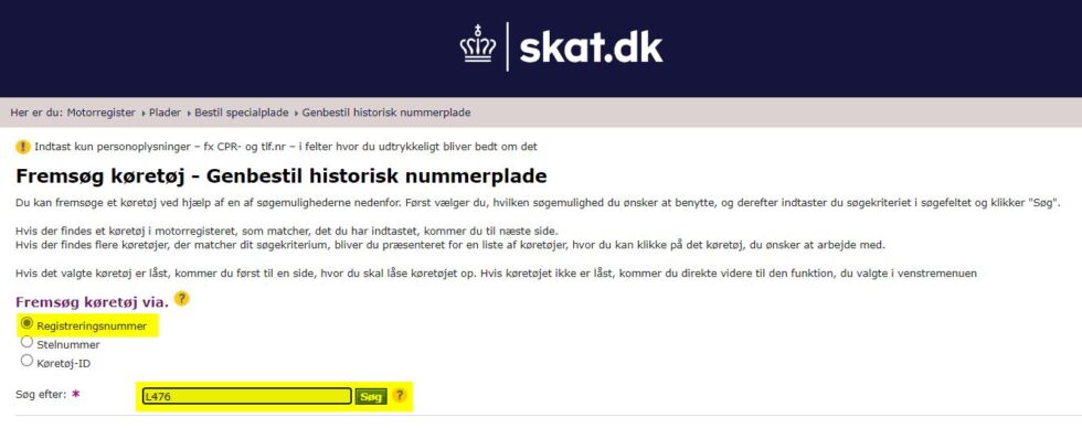 Genbestilling af historiske nummerplader - Motorhistorisk Samråd